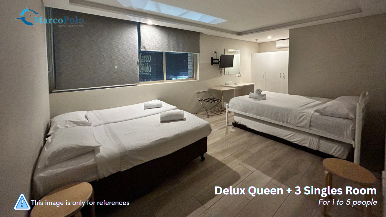Family Hotel Accommodation Sydney: Deluxe Queen+3 Single Beds